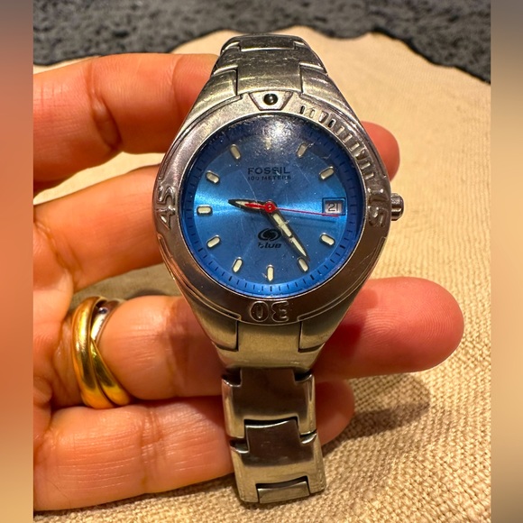 Fossil | Accessories | Fossil Blue Watch Well Loved | Poshmark